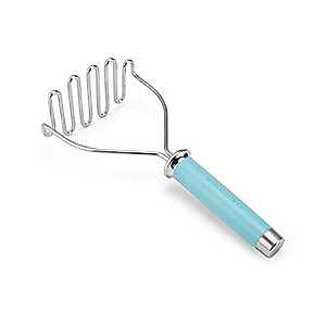 KitchenAid Gourmet Stainless Steel Wire Masher, One Size, Matte Aqua Sky & Gourmet Pizza Wheel, One Size, Matte Aqua Sky