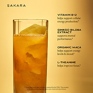 SAKARA Energy Effervescents, 15 Packets - Refined Sugar Free Electrolytes Powder Packets with Vitamin B12 & L Theanine, Flavored Water Packets, Hydration Powder, Energy Drink Electrolyte Powder