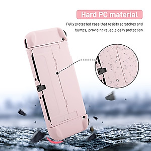RHOTALL Protective Case Compatible with Nintendo Switch OLED, Dockable Shell for Switch OLED Console and Joycon Controller, Cute Accessories for Switch OLED with Comfortable Grip Design - Pink