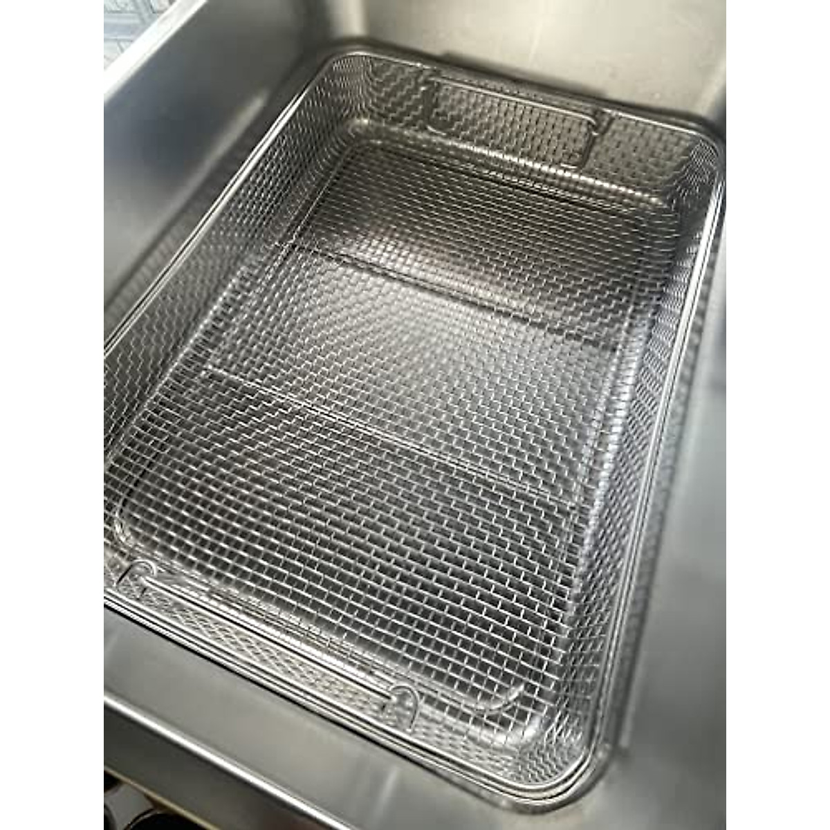 KUNWU SUS304 Stainless Steel Mesh Net Strainer Grill Basket for Medium Cat Litter Box, Rinse, Fry, Steam or Cook Vegetables & Pasta,Easy Clean Durable Net 17.5"x13.5"x3"