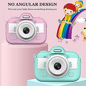 LKYBOA Pink Blue Children's Camera -Kids Camera for Girls or Boys, Anti-Drop Kid Digital Camera with Soft Silicone Shell and 8 Pixel Dual Lens (Color : Pink)