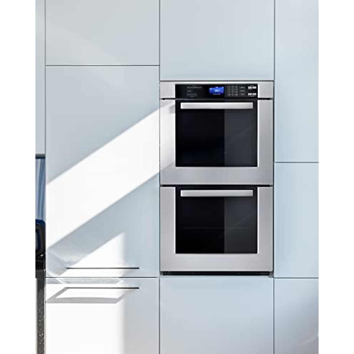 COSMO COS-30EDWC 30 in. Haven Collection Double Electric Wall Oven, True Convection, Blue Porcelain, Self Cleaning in Stainless Steel