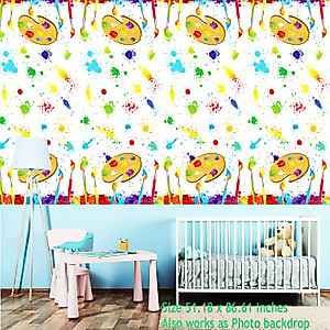 1 PCS Art Party Decorations Art Paint Tablecloth 51.18 x 86.61 Inches,Art Paint Birthday Party Supplies,Disposable Art Theme Creative Artist Painting Party Table Cover for Kids Art Theme Party Decor
