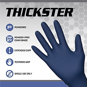 SAS Safety 6603-20 Thickster Powder-Free Exam Grade Disposable Latex 14 Mil Gloves, Large, 50 Gloves