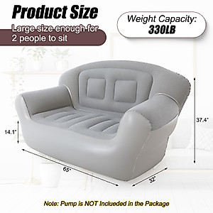 1 Piece Double Inflatable Camping Couch Outdoor Portable Blow up Movie Sofa Folding Lounge Chair Air Mattress for Adults Patio Beach Picnic Living Room Outside Indoor Furniture Without Pump