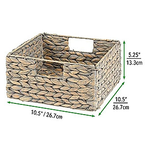 mDesign Woven Hyacinth Storage Bin Basket Organizer with Handles for Organizing Kitchen Pantry, Cabinet, Cupboard, Shelves - Holds Food, Drinks, Snacks - 4 Pack - Gray Wash