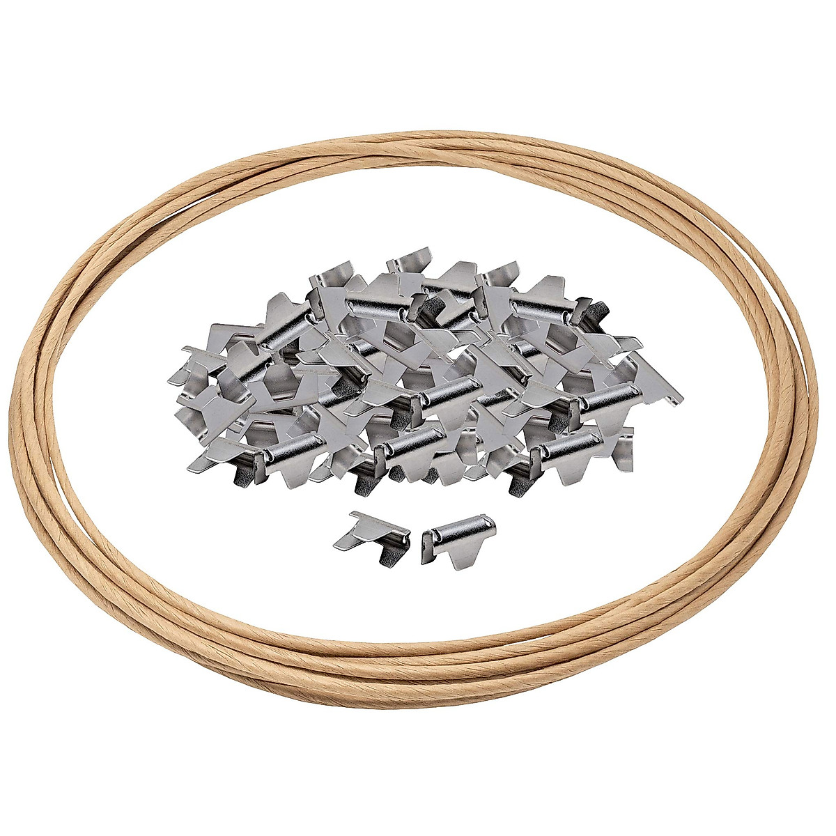 House2Home Upholstery Stay Wire for Sofa Furniture Springs, 40ft with 80 Clips, 16 Gauge Paper Wrapped Wire, Includes Instructions