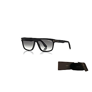 Tom Ford FT0628 Cecilio-02 01B 57MM Shiny Black/Smoke Gradient Geometric Sunglasses for Men + BUNDLE with Designer iWear Eyewear Kit