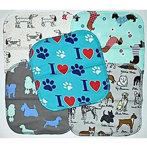 2 Ply Printed Flannel 8x8 Inches Set of 5 Little Wipes I Woof You