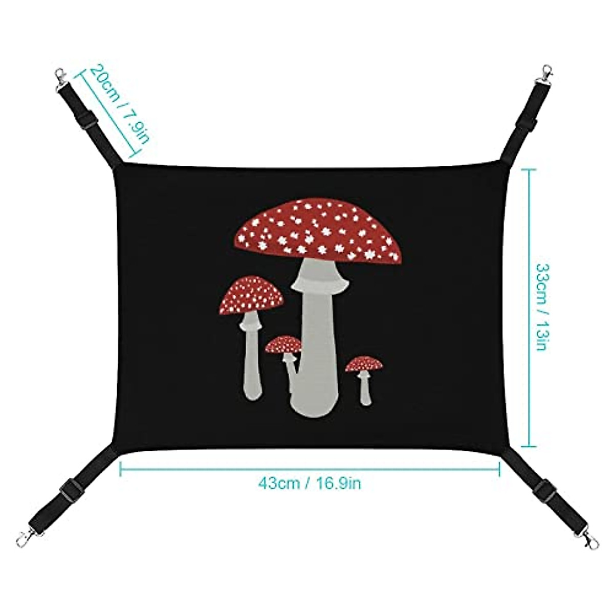 Mushrooms Red Art Pet Hammock Comfortable Adjustable Hanging Bed for Small Animals Dogs Cats Hamster
