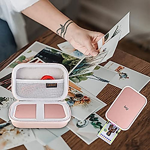 Canboc Hard Case for Canon Ivy Mini/Canon Ivy 2 Mini/Canon Ivy CLIQ+2 CLIQ 2 CLIQ+ Photo Printer Mobile Wireless Bluetooth Instant Camera Printer, Mesh Bag fit Photo Paper and Cable, Rose Gold