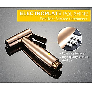 MINJING Bidet Faucet, Single Cold Toilet Bidet Sprayer Douche Kit, Rose Gold Hand Held Shower Faucet Stainless Steel Copper Valve Jet Set,A Set