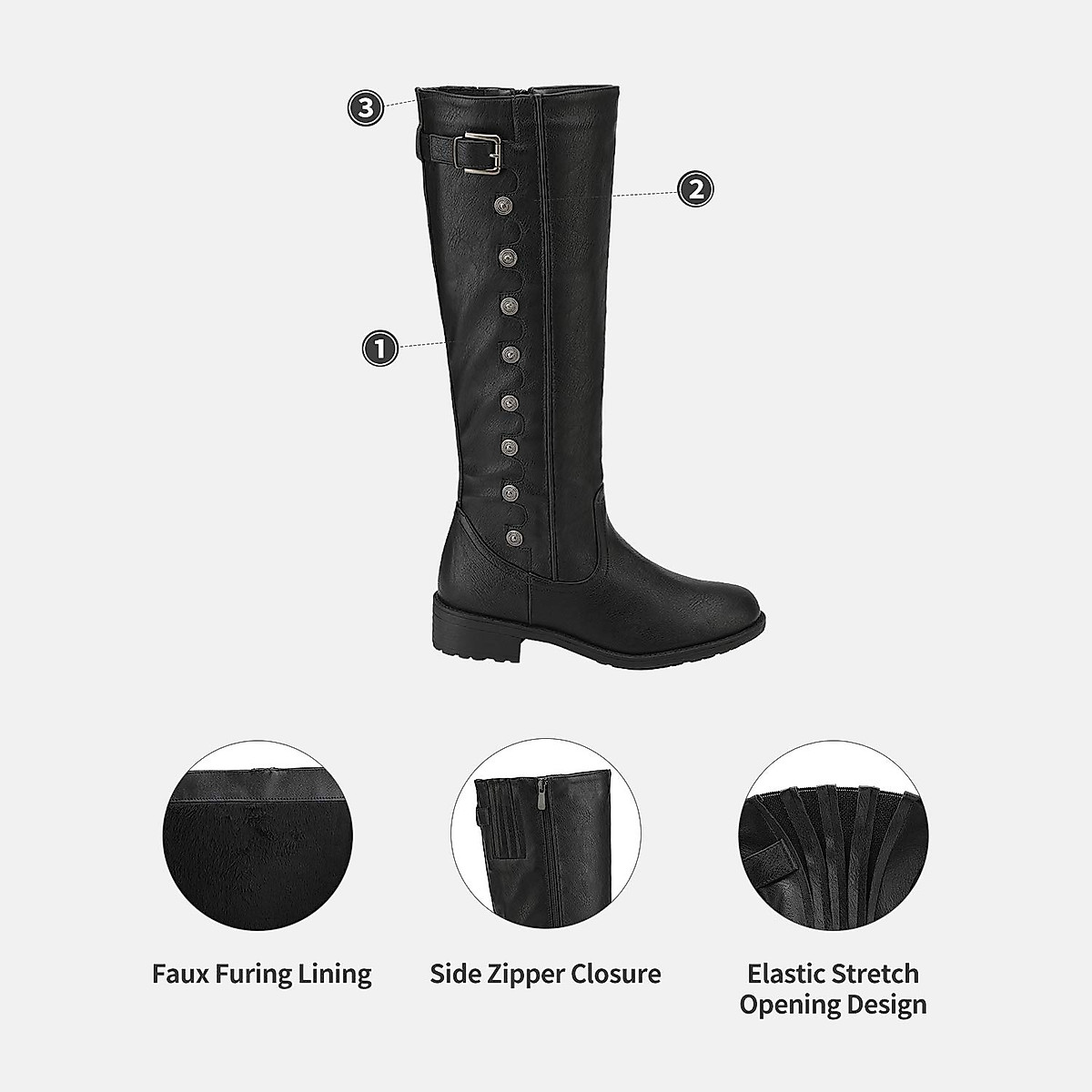 DREAM PAIRS Women's Wide Calf Knee High Boots, Fashion Winter Riding Boots, Black-Wide-a, Size 10 Army-w