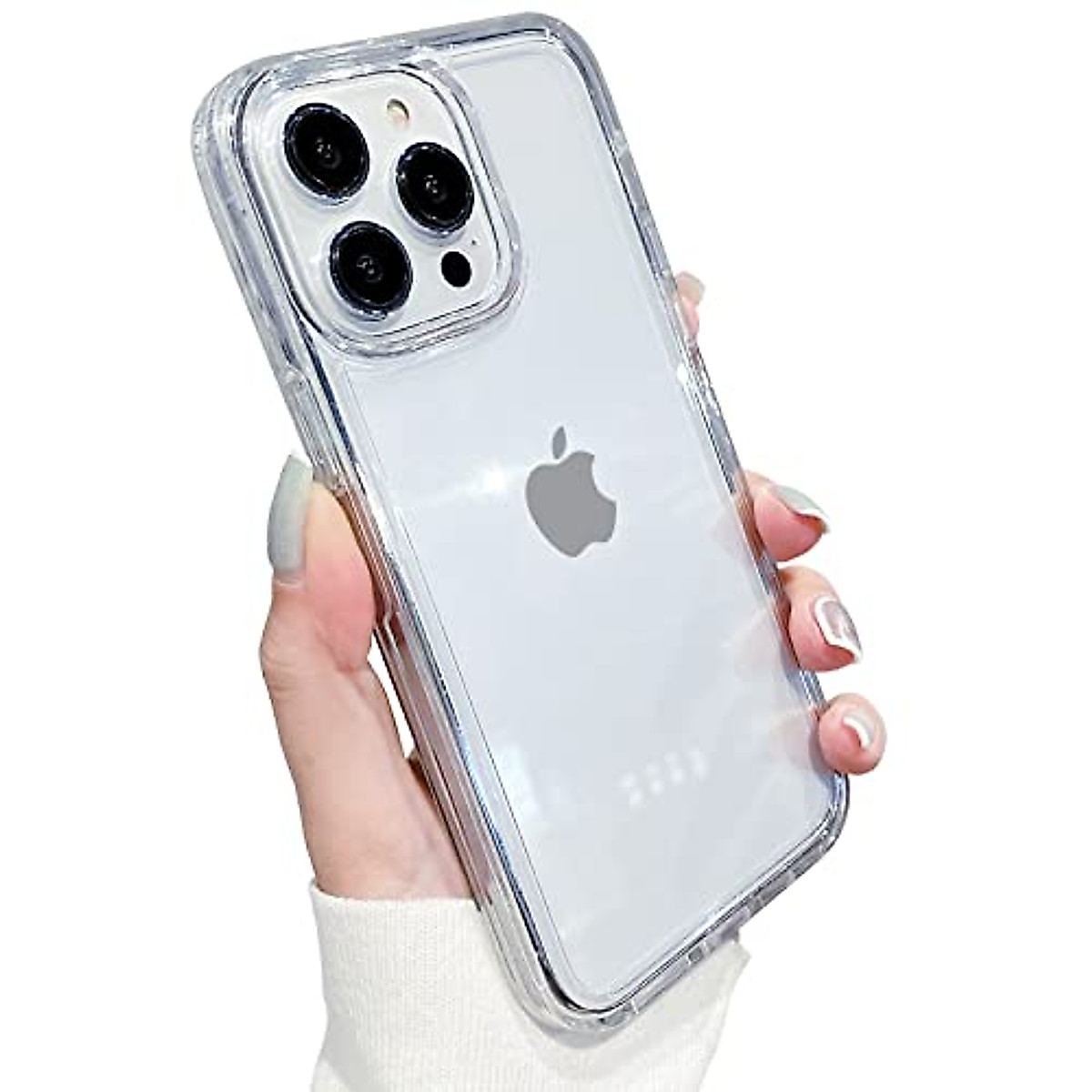 Clear Designed for iPhone 14 Pro Max Case, Cute Shockproof Military Grade Protection Hard Back Phone Case with Airbag Soft Edge, Slim Protective Bumper Cover for Women Men Girls (Crystal Clear)