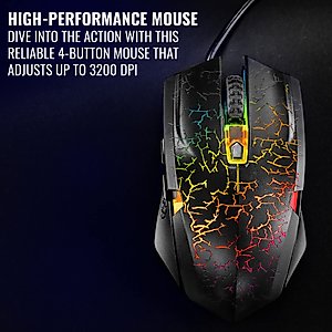 Ritz Gear RGB Gaming Accessories Kit | 4-in-1 Rainbow LED Backlight Bundle PC Combo with Multimedia Keyboard, Optical Mouse, Mouse Pad & Headset w/Adapter | for Windows 7+ Desktop, Laptop, Xbox & PS4