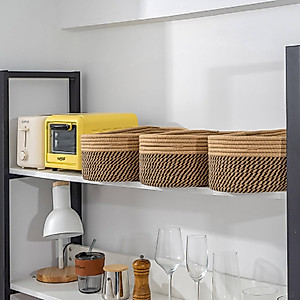 CubesLand Small Cube Shelf Closet Storage Baskets Bins Set 2,Woven Basket for Organizing/Storage, Long-lasting &Skin-friendly Storage Basket Bin,Stylish Room Decor Basket,Camel/Mixed Black Rope Basket