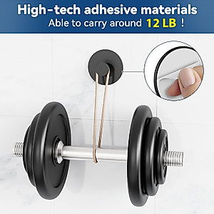 bussdis Multifunctional Towel Hooks for Bathroom Wall - Extra Sticky Stainless, Holds up to 12LB, Coat Hooks Wall Hooks, Adhesive Door Holder Hanger Shower Accessories, Matt Black Heavy Duty