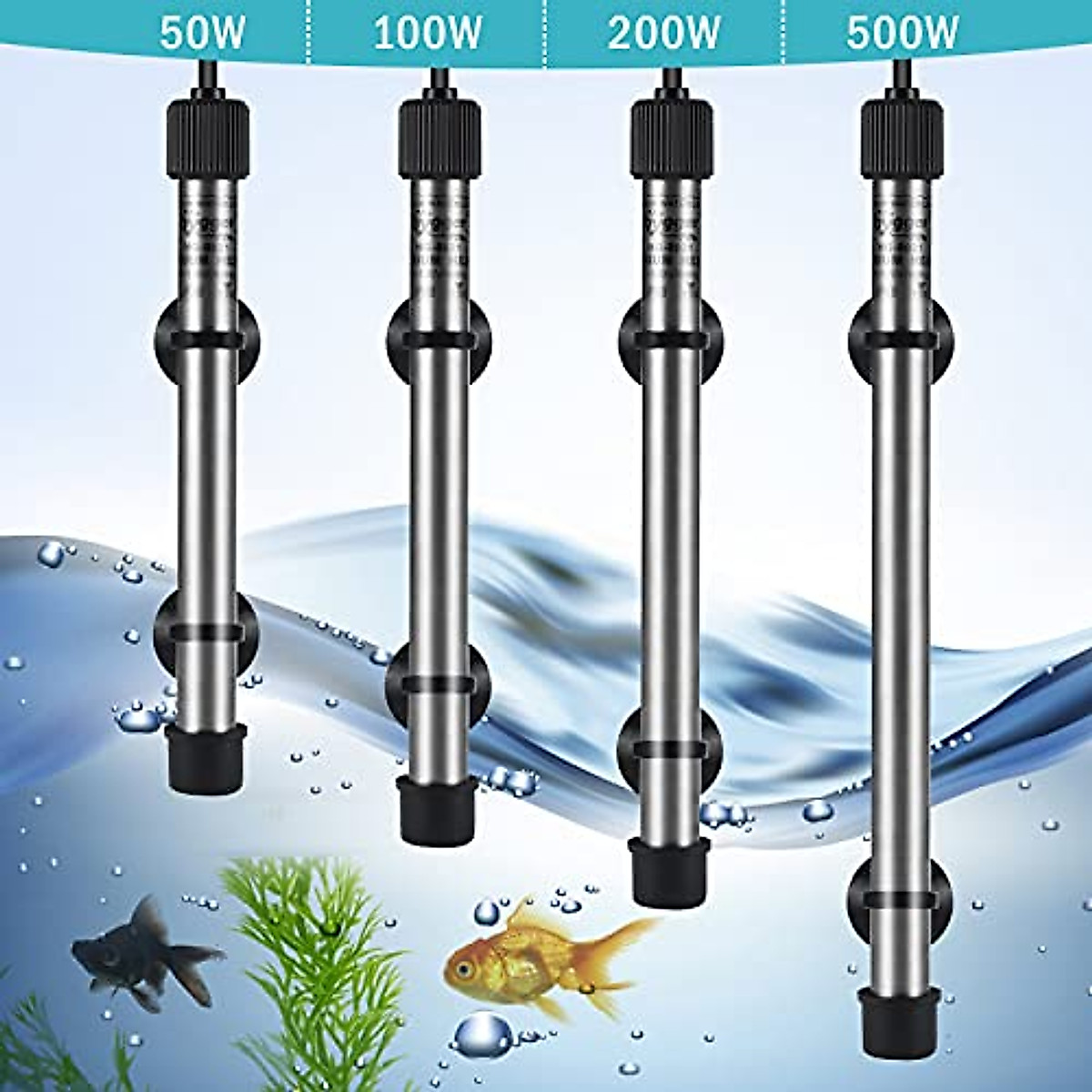 hygger Pinpoint Saltwater Aquarium Heater with Digital Thermostat IC Temp Controller, Titanium Tube Submersible Fish Tank Heater for Coral Reef 200 Watt