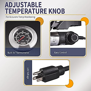 VANSTON Outdoor Electric Barbecue Grill & Smoker with Removable Stand, Cart Style, Black, 1500W Portable and Convenient Camping Grill for Party, Patio, Garden, Backyard, Balcony, Built-In Thermometer