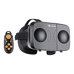 STEREN MOV-055 VR Goggles VR Headset with Bluetooth Remote Control for Smart Phones Black with Silver