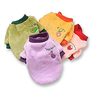 Puppy Dog Clothes Winter Sweater Warm, Flannel Velvet Pet Cat Cute Fruit Fleece Teddy Bichon Pomeranian Small Dog, Ideal Gift for Pet on Christmas (Large, Orange)