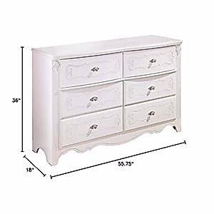 Signature Design by Ashley Exquisite Children's Glam Youth 6 Drawer Dresser, White