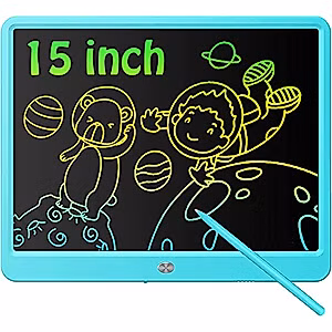 Deecam LCD Writing Tablet Doodle Board, 15inch Large Screen Drawing Pad, Electronic Graphics Tablet Doodle and Scribbler Board Toy Sketch Board Drawing Pad for Kids Boys Girls Adults (Blue)