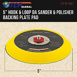 TCP Global 5" DA Polisher & Sander Pad - Hook & Loop Face - Random Orbital Backing Plate