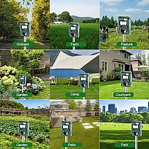 Ultrasonic Animal Repellent, Outdoor Solar Powered Squirrels Deterrent with Motion Sensor,Sound and LED Flashing,Waterproof Deer Repeller,Animal Repellent for Cat Dog Bird Skunk Rabbit Wild Pigs f1