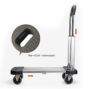 Generic Aluminum Folding Hand Truck Utility Dolly with 4 Wheels Heavy Duty Extendable Flatbed Trolley for Easy Transportation (A)