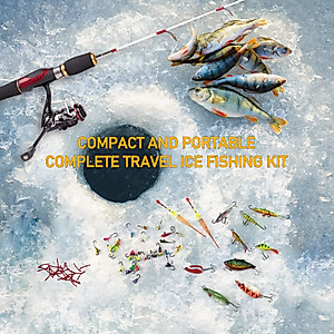 Dr.Fish Ice Fishing Rod and Reel Combo with 2 Ice Spinning Reels Ice Fishing Gears Equipment Ice Fishing Pole Ice Jig Lures