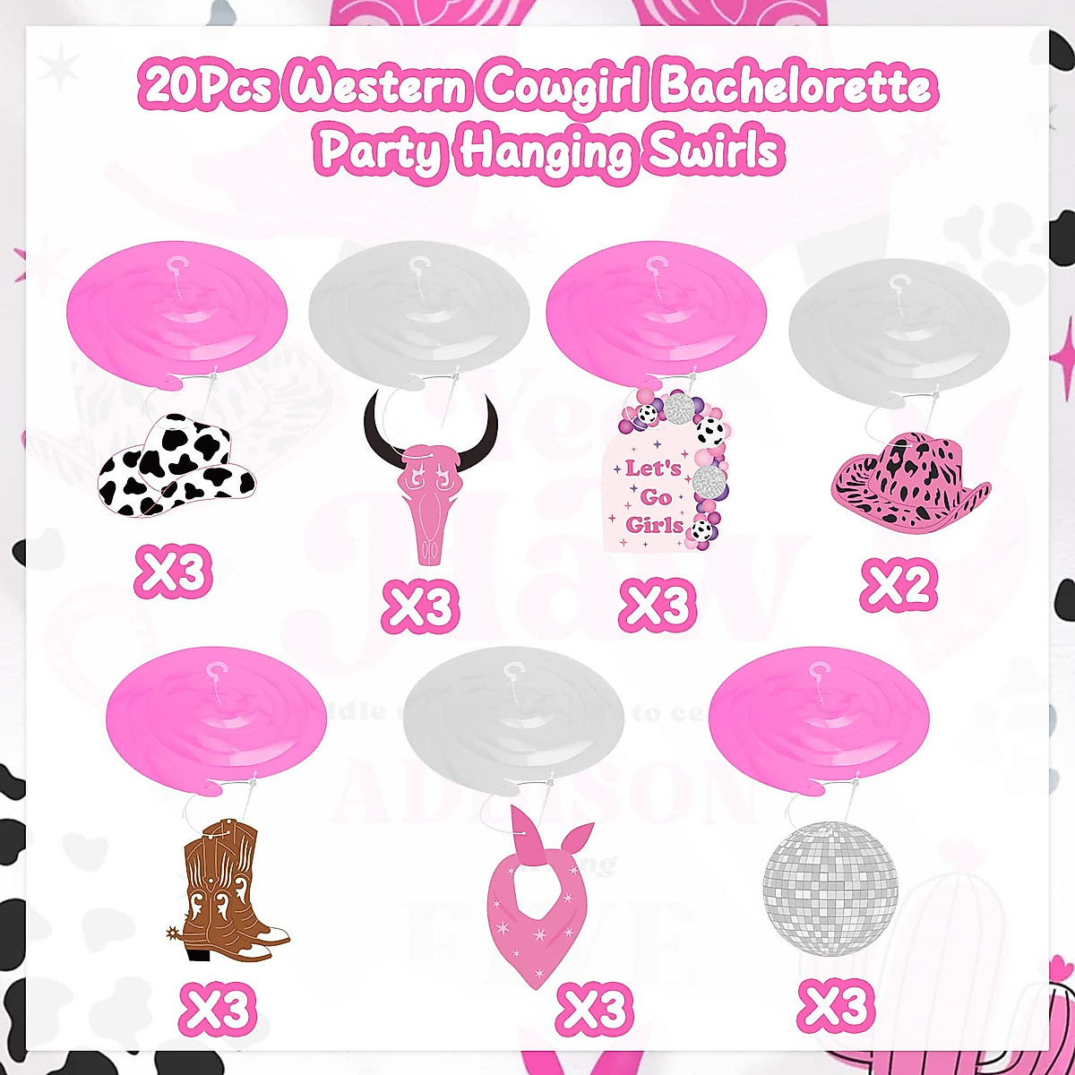 Western Cowgirl Party Decorations, Let's Go Girls Cowgirl Bachelorette Party Decorations Hanging Swirl for Disco Cowgirl Party Cowgirl Birthday Party Decorations Last Rodeo Bachelorette Party Supplies