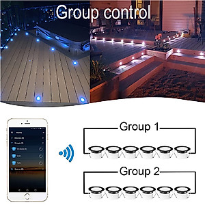 FVTLED LED Deck Lights Kit, 30pcs Φ1.22 WiFi Smart Phone Control Low Voltage Recessed RGBW Deck Lighting Waterproof Outdoor Yard Path Stair Decor, Black