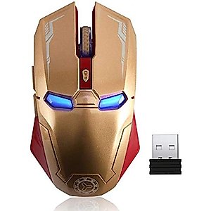 Wireless Mouse, 2.4GHz with USB Receiver, 1200 DPI Portable Optical Computer Mouse for Laptop, PC, Desktop, 5 Buttons - Gold