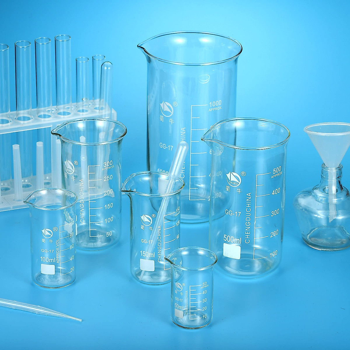 PATIKIL 2000ml Tall Form Glass Beaker, 3.3 Borosilicate Glass Graduated Printed Scale Measuring Cups with Spout for Kitchen Lab Liquids Transit Boiling