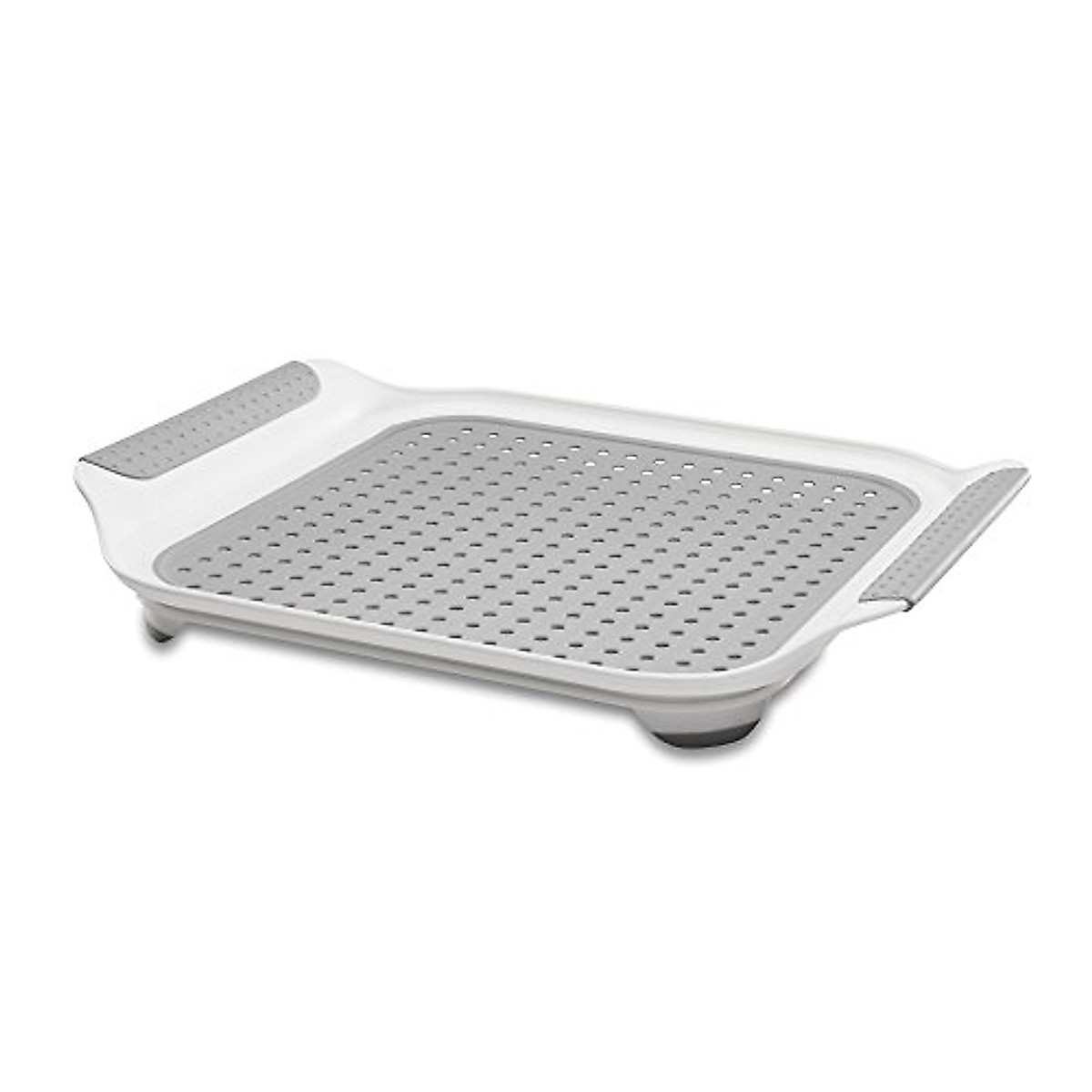 madesmart Soft Draining Sink Mat - White, Grey | SINKWARE COLLECTION | Dry Cups, Utensils, or use to Catch Food Prep | Soft-grip Handles for Portability | Non-slip Rubber Feet | BPA-Free