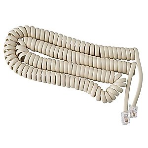 iSoHo Phones Phone Cord for Landline Phone – Tangle-Free, Curly Telephones Land Line Cord – Easy to Use + Excellent Sound Quality – Phone Cords for Home or Office (15ft) Color: Bone Ivory