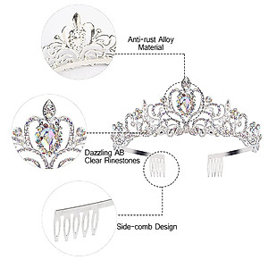 Tiaras Crown, KICOSY Crystal AB Rhinestones Tiaras and Crowns for Women Princess Tiara for Women the Crown for Girls Birthday Crowns for Women Birthday Tiara Princess Crowns and Tiaras for Girls
