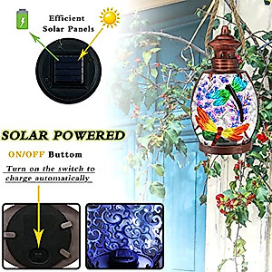 SUBOLO Hanging Solar Lantern Outdoor Waterproof Dragonfly Decor Solar Lights Tabletop Lamp for Outdoor Garden Yard Patio Ornament