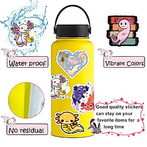 Axolotl Stickers,50 PCS Cute Axolotl Waterproof Stickers,Vinyl Stickers for Water Bottle,Laptop,Phone,Skateboard Stickers for Teens Girls Kids
