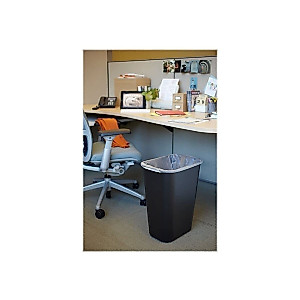 Rubbermaid Commercial 295700BK Deskside Plastic Wastebasket, Rectangular, 10 1/4 gal, Black (3)