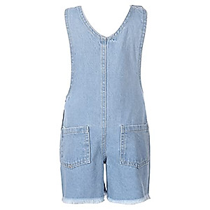 iiniim Toddler Kids Girls Adjustable Straps Jean Shortall Overalls Denim Ripped Hot Pants Blue 6-12 Months