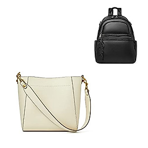 Leather Bucket Tote Bag For Women Medium Hobo Shoulder Purse And Handbags (4-Off White)