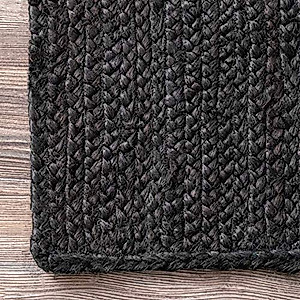 THE PIKKU INTERNATIONAL - Handmade Jute Rug Black Dye Rectangle Hand Woven Farmhouse Jute Area Rug (8 x 11 ft)