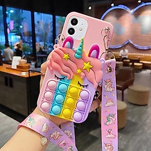 Unicorn Pop Purse for Girls Silicone Kids Bag Shoulder Toy Bubble Popper Lovely Sensory Stress Relief Students