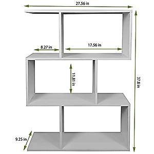 Etnicart - Wooden Bookcase, Shelf Room Divider, 28(W)x9(D)×38(H) in Display, White, Freestanding Decorative Storage Shelving, Modern Office living room Contemporary 3 tier bookshelf 3 shelf bookcase