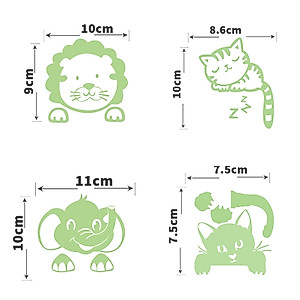 Amosfun 10pcs Luminous Light Switch Decals Glow in The Dark Cartoon Animal Wall Switch Sticker Light Switch Decor Wall Art Mural Paster for Nursery Decor Green Random Style