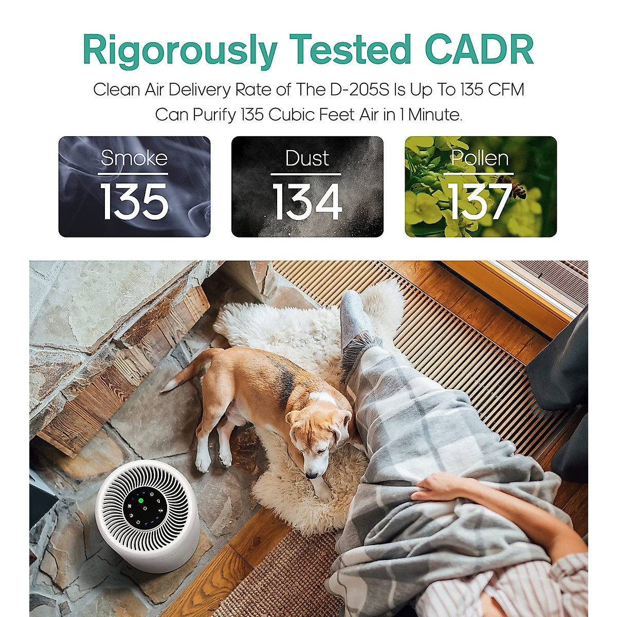 HEPA Filter Air Purifier, Air Purifiers for Home, Bedroom, Office, Pets, H13 Grade (touch control)