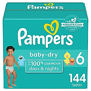 Diapers Size 6, 144 Count - Pampers Baby Dry Disposable Baby Diapers (Packaging & Prints May Vary)