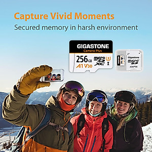 [Gigastone] 256GB Micro SD Card, Camera Plus, GoPro, Action Camera, Sports Camera, High Speed 100MB/s, 4K UHD Video Recording, A1 V30 U3 Class 10, with Adapter